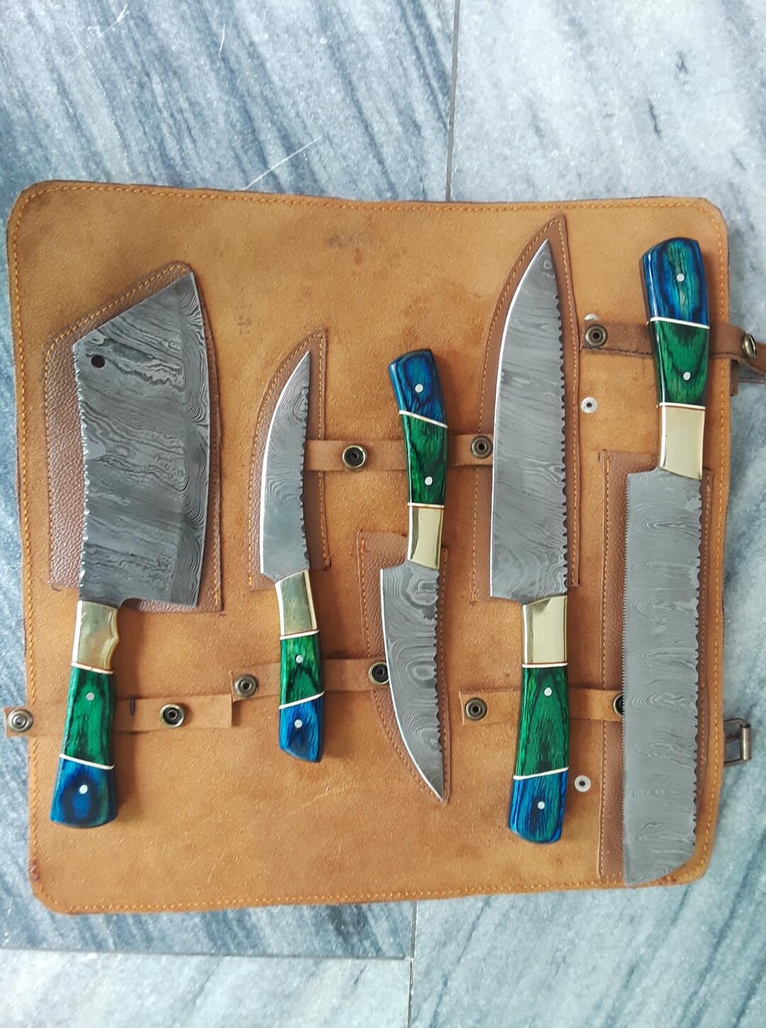 Damascus Handmade, Chef Set of 5 Pieces - Etsy