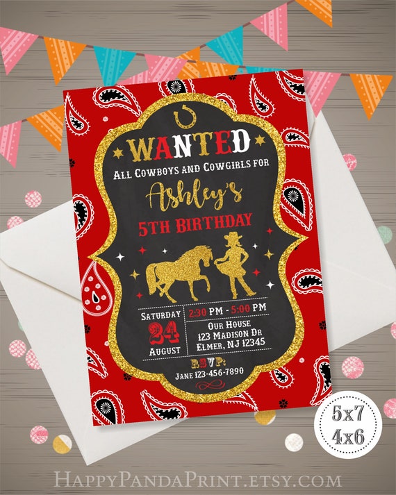 Cowgirl Birthday Invitation Cowgirl Invitation Cowgirl Etsy
