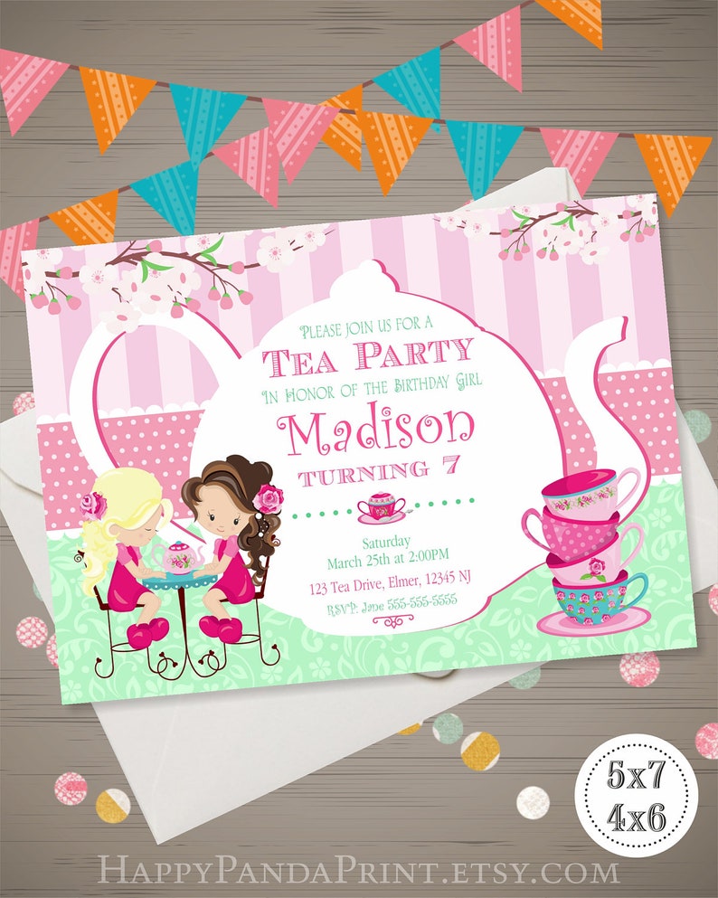 Tea Party Invitation Tea Party Birthday Invitation Girls Tea | Etsy