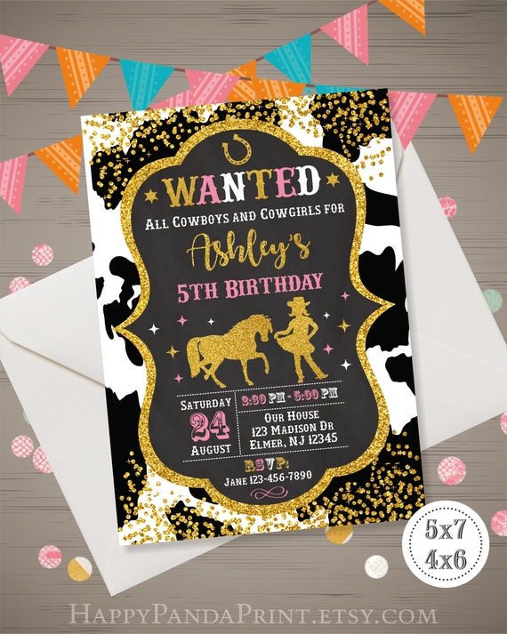 Cowgirl Invitation Cowgirl Birthday Invitation Cowgirl Etsy