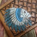 Hand Tooled Indian Head Painted Bifold Wallet All Leather Construction ...