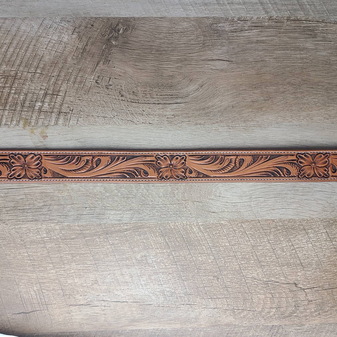Floral Tooled Leather Belt - Etsy