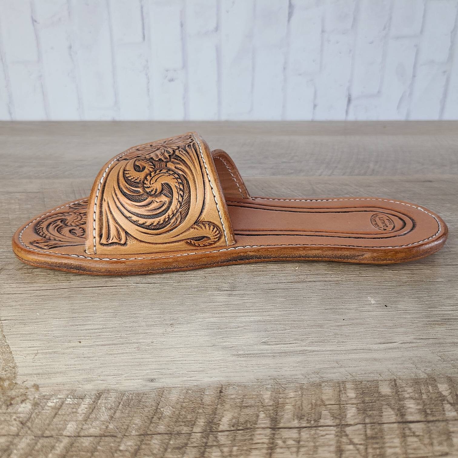 Floral Tooled All Leather Sandals - Etsy