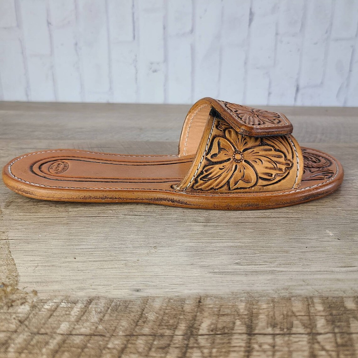 Floral Tooled All Leather Sandals - Etsy