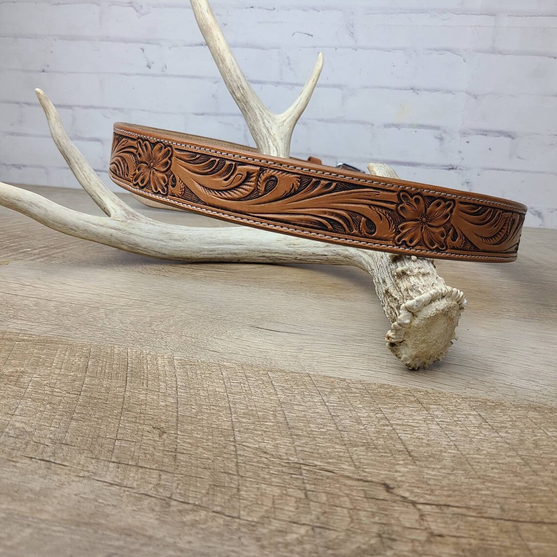 Floral Tooled Leather Belt - Etsy