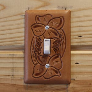 Switch Plate Cover Made on Leather and Tooled Floral Pattern - Etsy