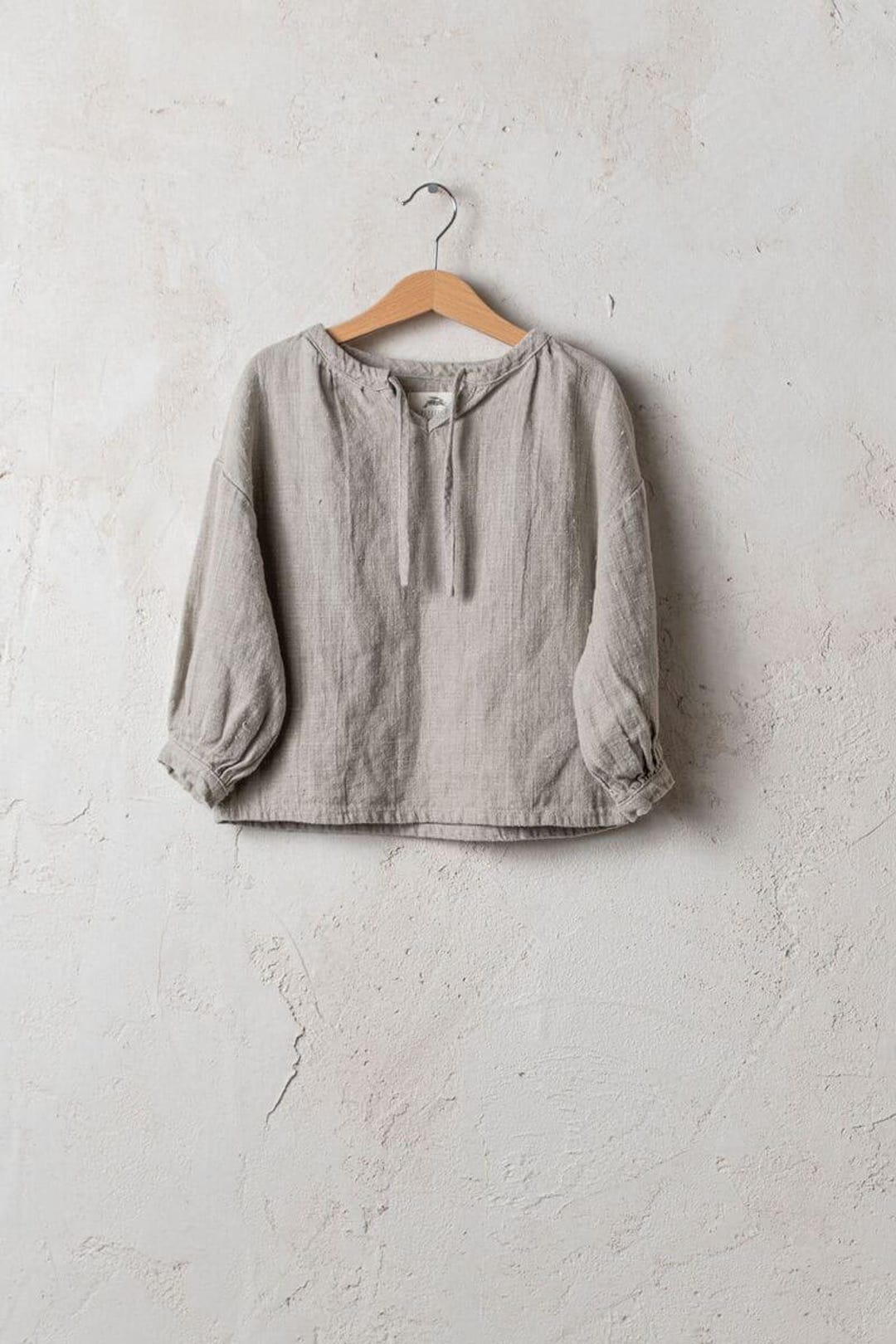 Warm Linen Shirt With Bishop Sleeves Ryley, Unisex Shirt With Long ...