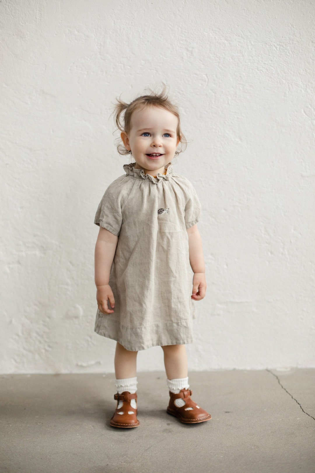 Kids Linen Dress With Short Sleeves Layla, Linen Dress for Girls, Kids ...