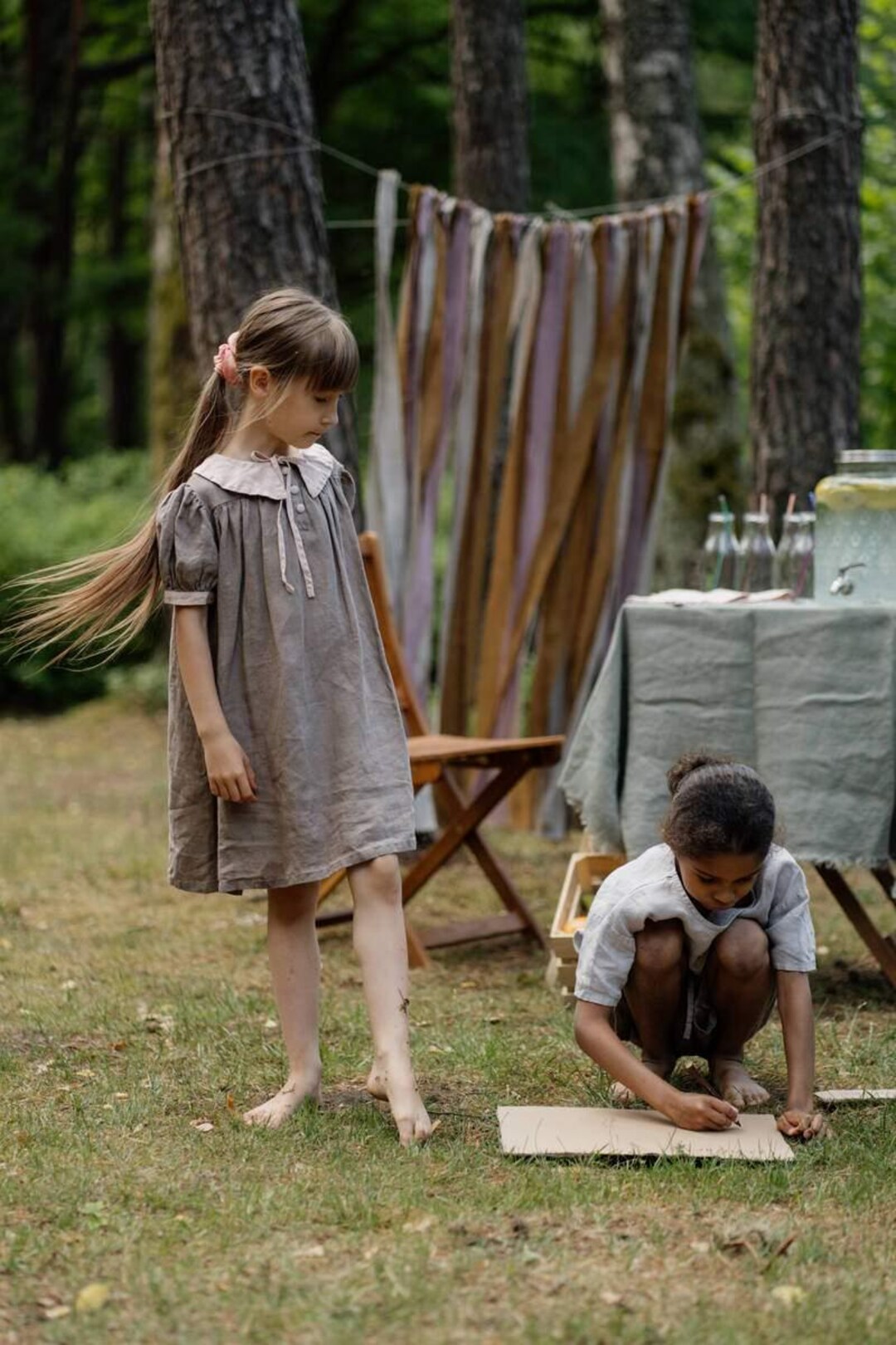 Bicolor Dress Dorothy, Girls Linen Dress, Bicolor Kids Dress, Summer ...