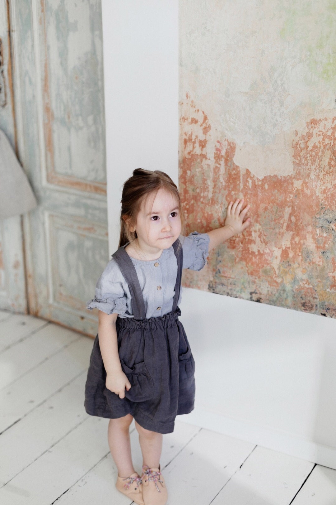 Linen Shirt Poppy With Short Sleeves, Kids Linen Blouse, Kids Linen ...