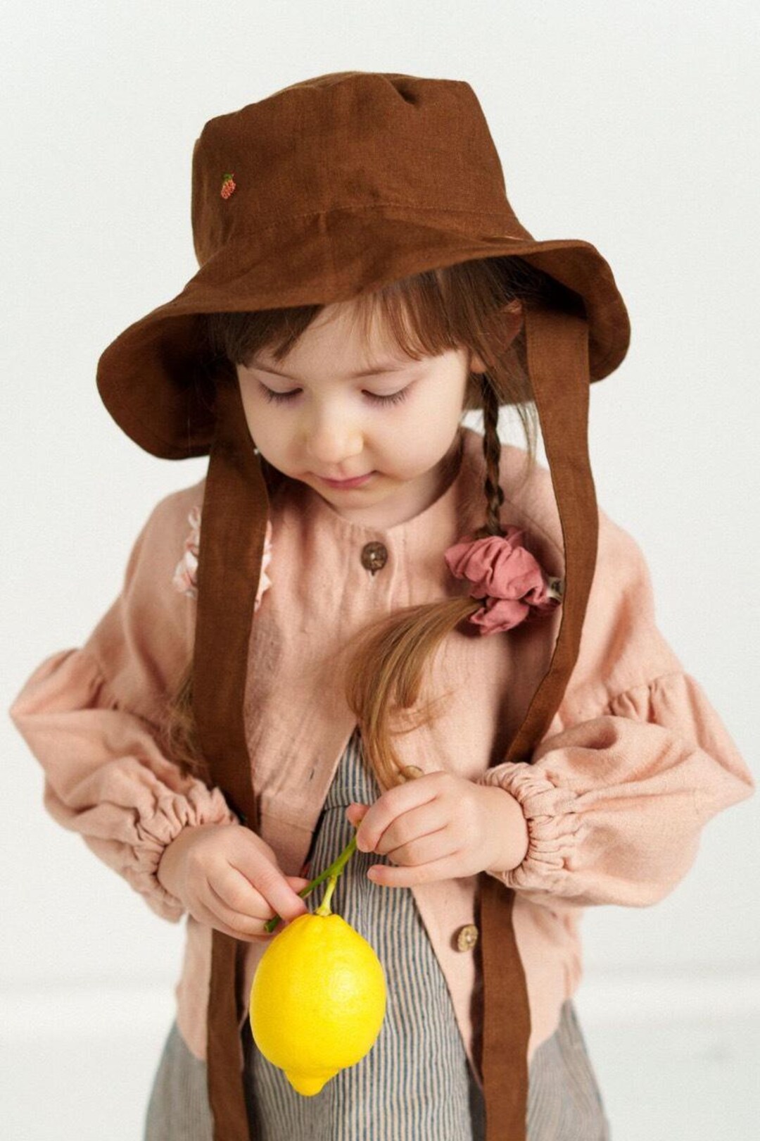 Charming Linen Mandy Hat With Chin Tie for Toddlers, Classic Sun Bonnet ...