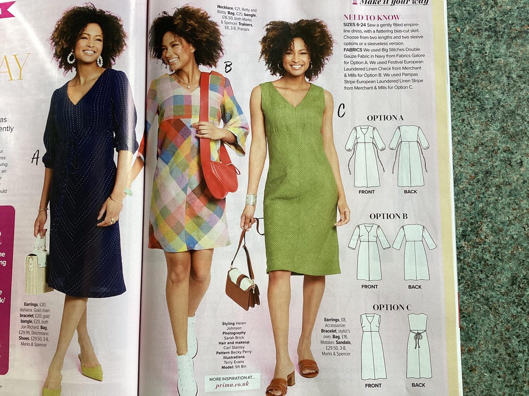 Prima New Sewing Pattern - Day Dress With 3 Options. Simple to Sew ...
