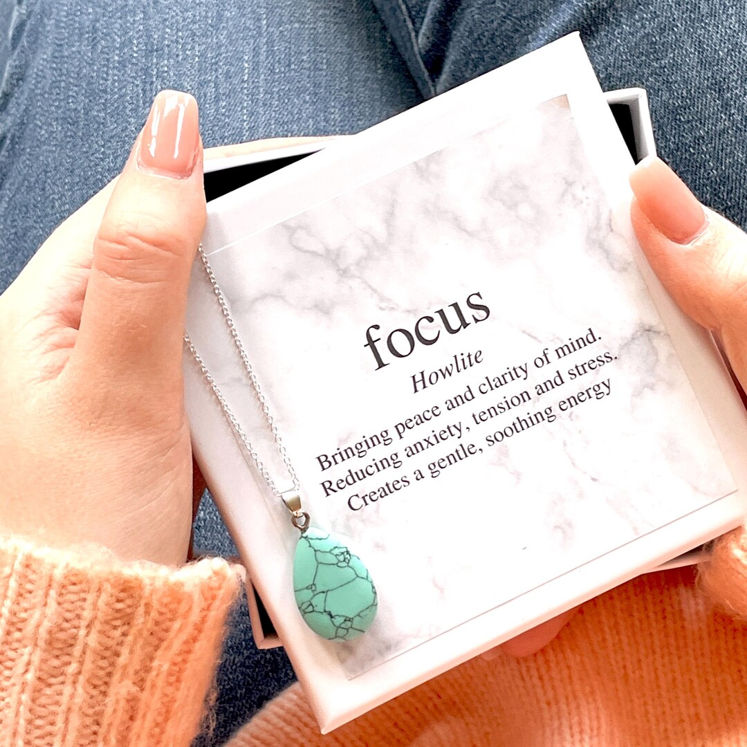 Focus | Good Luck Gift | Howlite Gemstone Necklace | Exams | Driving ...