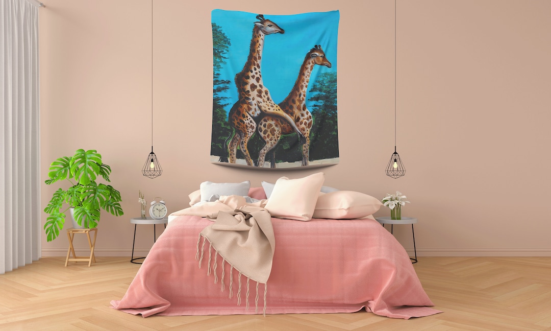 Funny Inappropriate Giraffe Tapestry, Oil Painting Giraffe Sex, NSFW ...