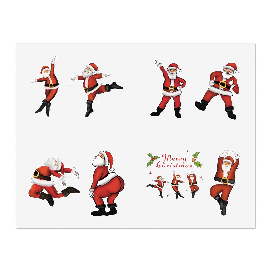 Funny Santa Christmas Sticker Sheet, Dancing Twerking Santa Holiday ...