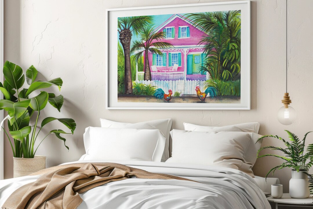 Key West Watercolor Art Print, Key West Streetscape, Islamorada Wall ...