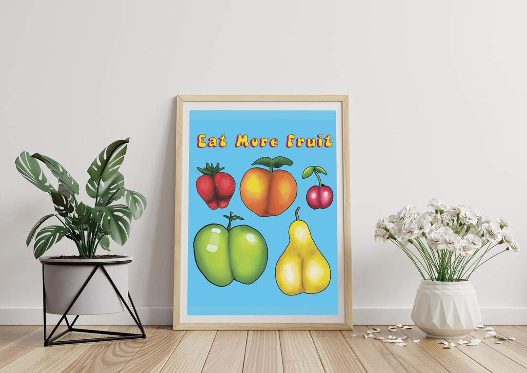 Cute Funny Sexy Fruit Poster, Funny Sexy Strawberry, Fruit With Booties ...