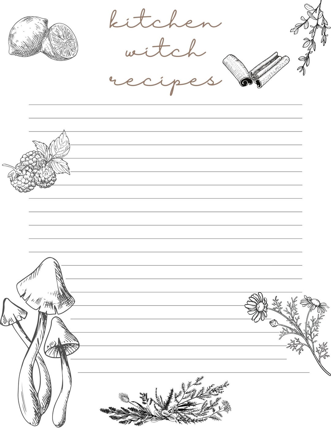 Kitchen Witch Recipes Printable Herbalist Digital Downloads Book of ...