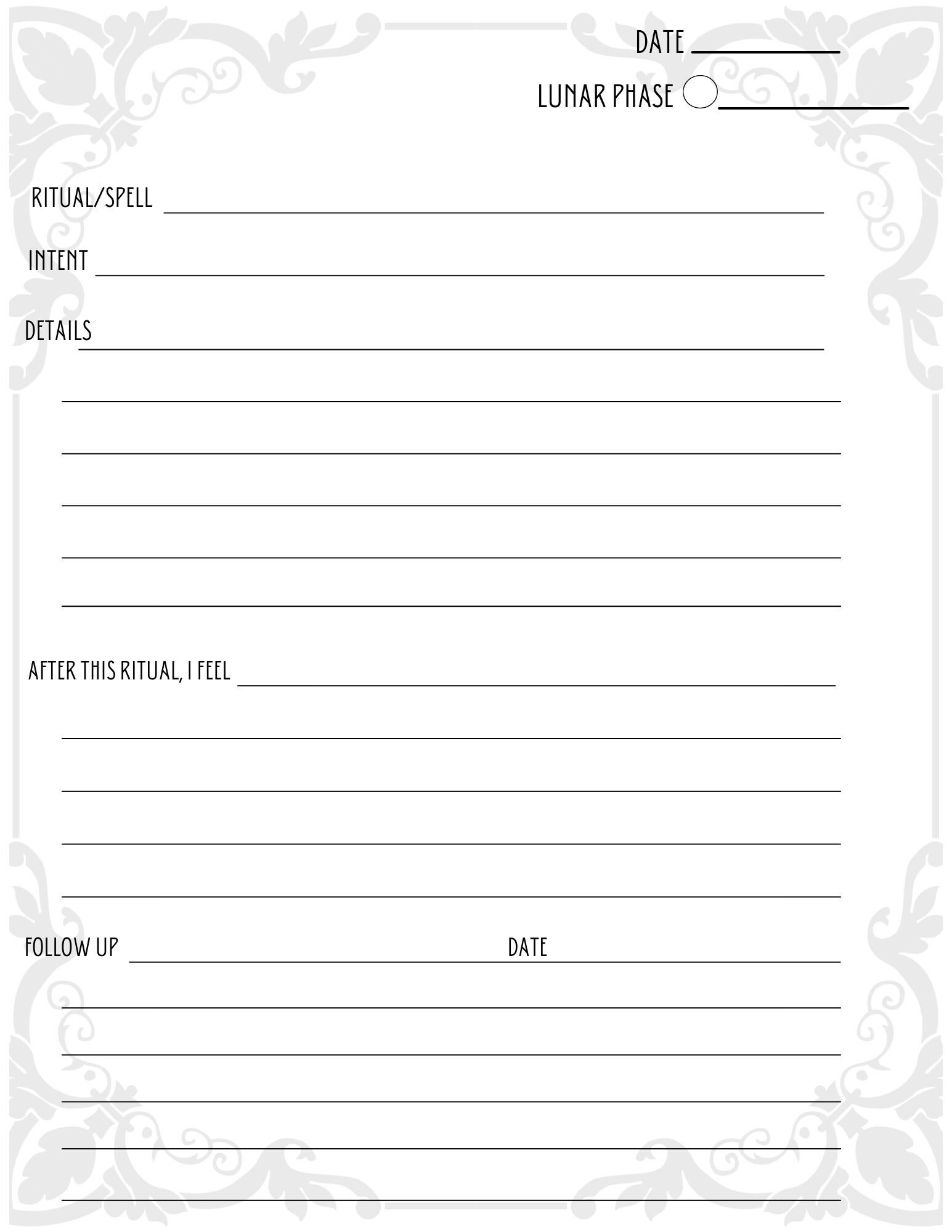 Spell Casting Journal Digital Download Spells and Ritual Lunar Phase ...