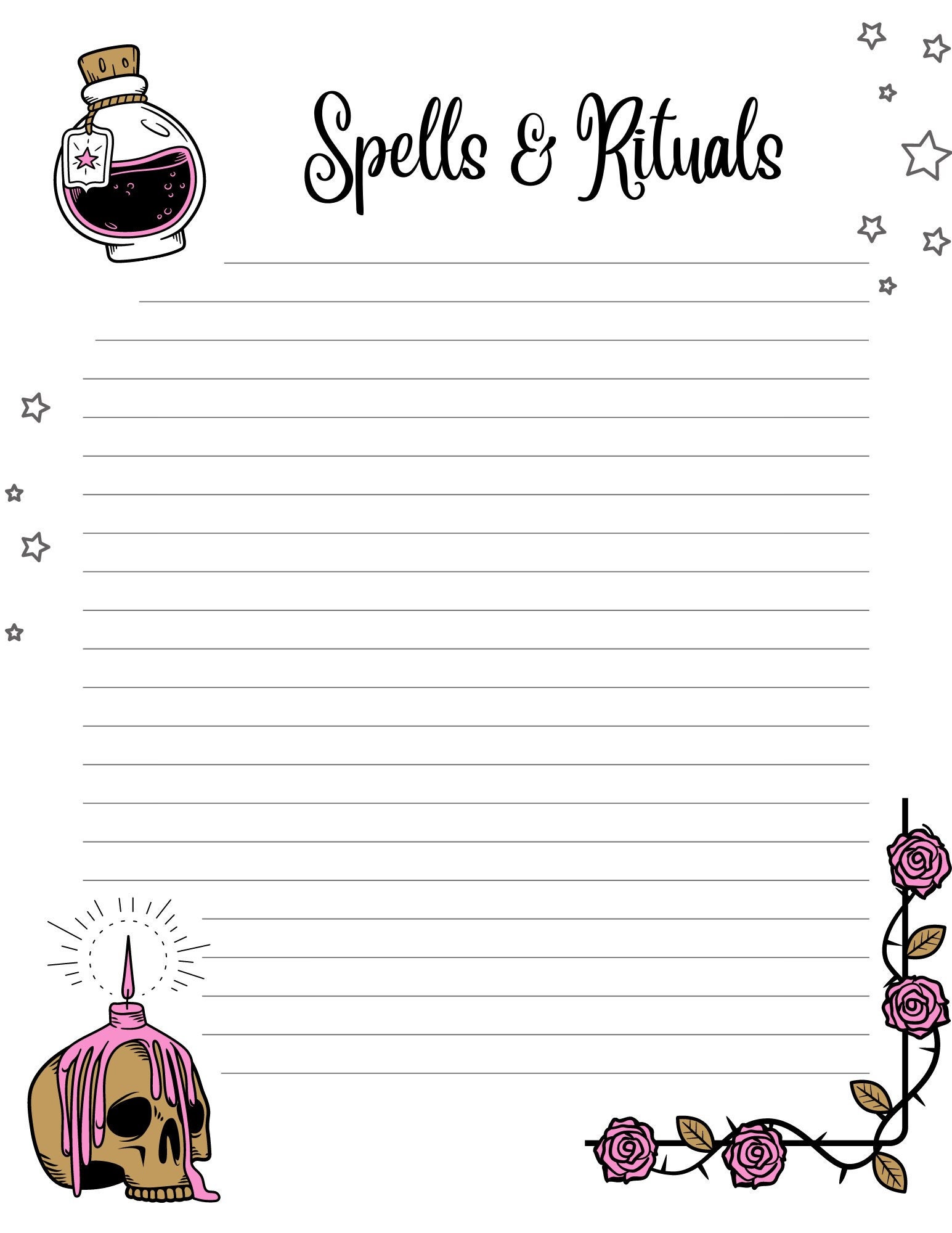 Spells and Ritual Blank Journal Printable Digital Download Grimoire ...