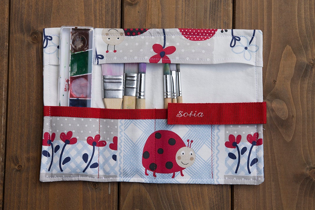 Kids Pencil Case Girl Red Roll up Pencil Case Ladybud Party - Etsy