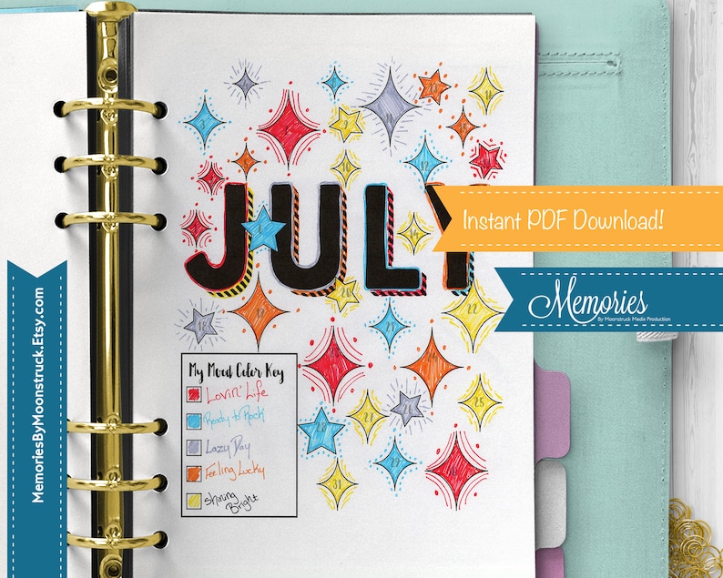 July Bullet Journal Mood Tracker | Etsy
