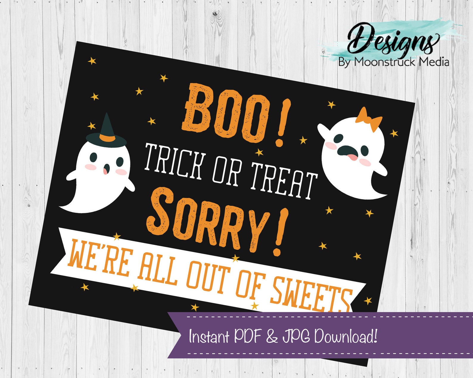 Halloween Out of Candy Door Sign Boo Trick or Treat Sorry - Etsy