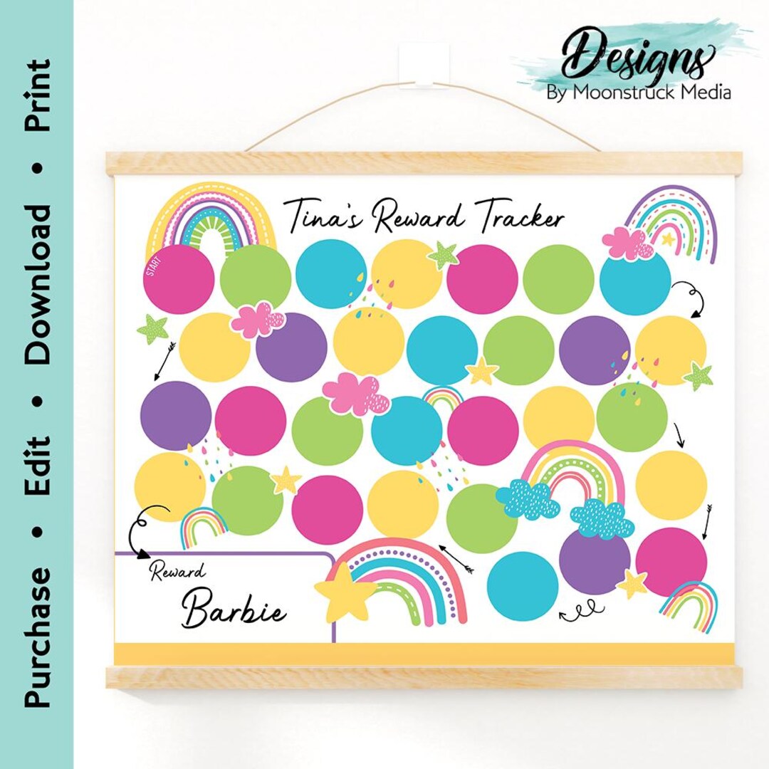 Rainbow Dot Reward Chart for Kids | Editable Sticker Tracking Chart for ...
