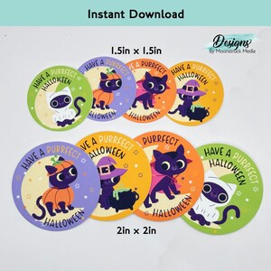 Halloween Cat Labels for Playdoh | Cute Printable Halloween Party Favor ...