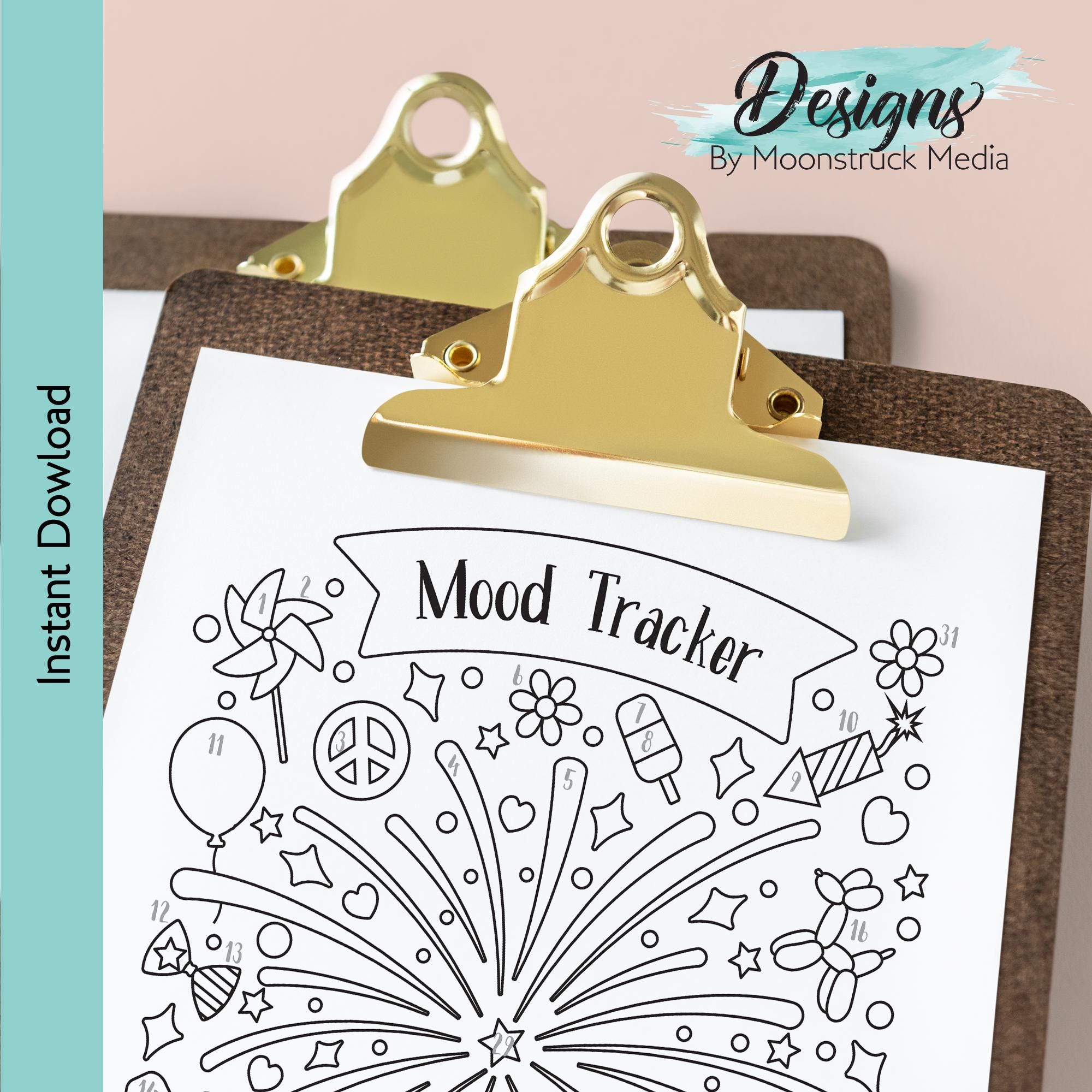 Fireworks Mood Tracker Printable | July Mood Journal Page | Festive ...