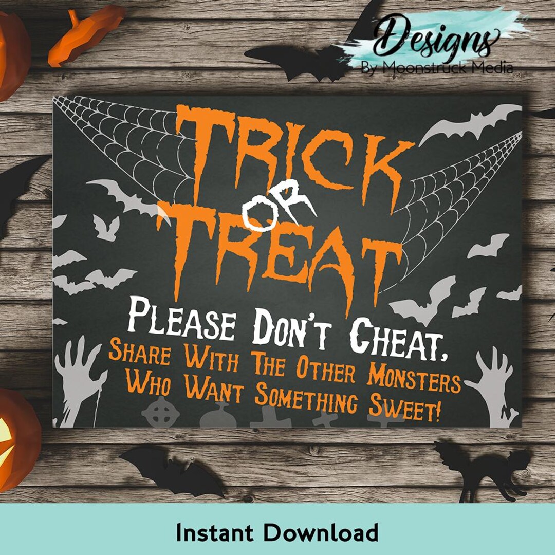 Halloween Trick or Treat Sign | Please Don’t Cheat Candy Sharing Sign ...