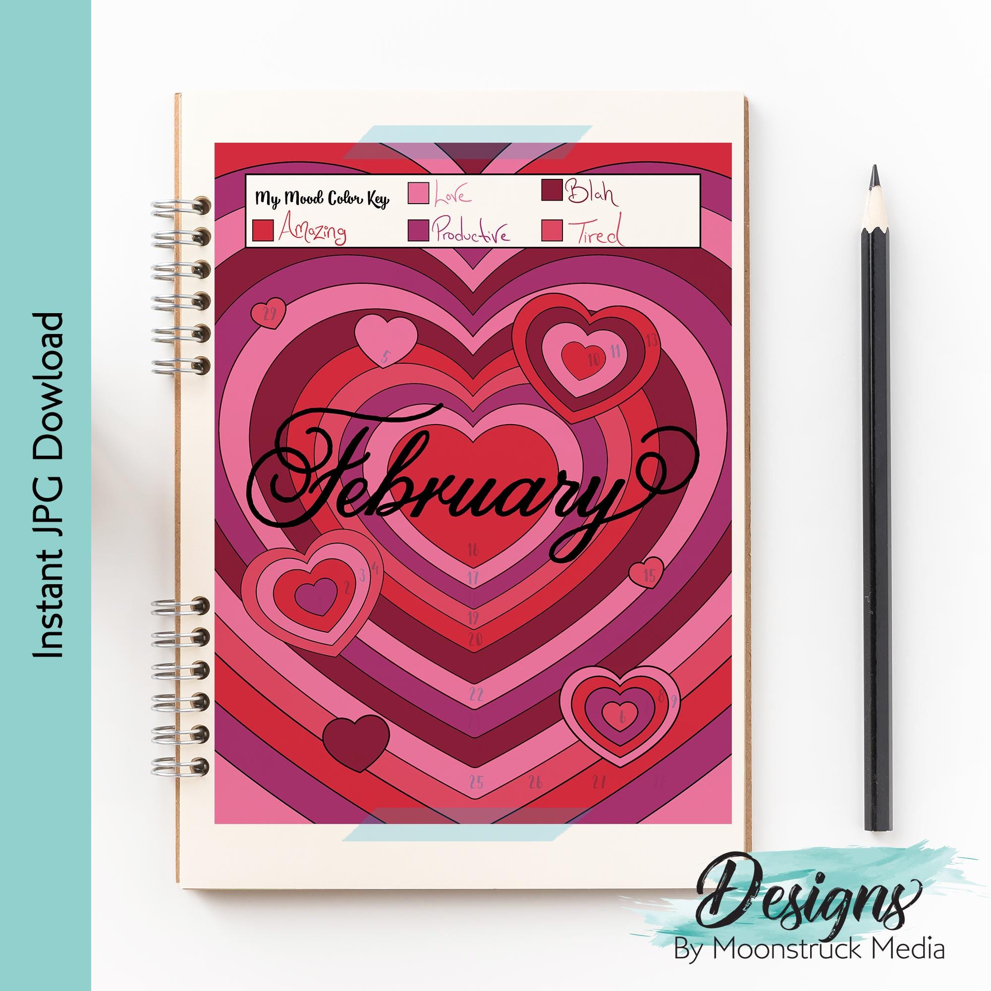 Valentine February Mood Tracker | Heart Mood Tracker Printable | Bullet ...