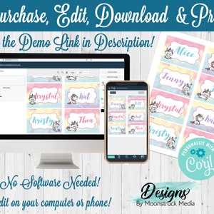 Editable Rainbow Unicorn Name Tags, Magical Unicorn Birthday Party ...