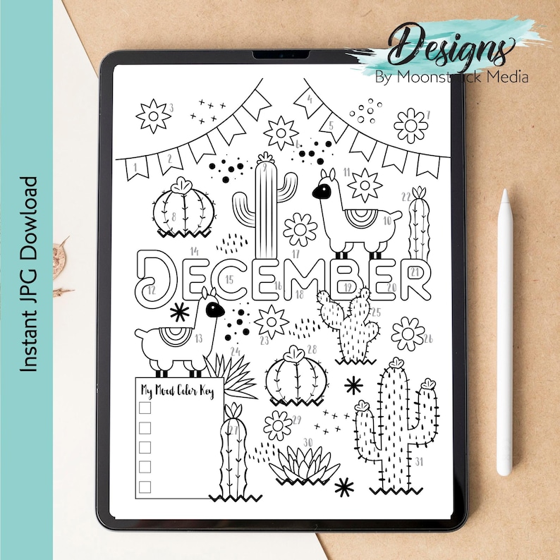 December Mood Tracker Printable | Cactus and Alpha Bullet Journal Page ...