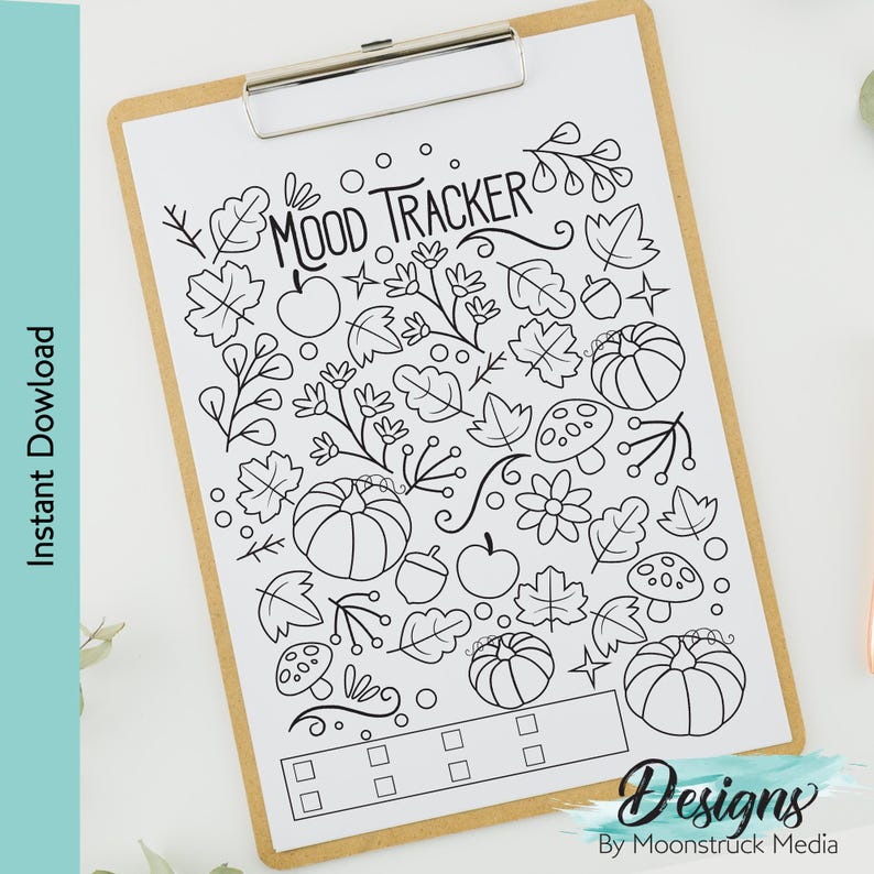 Autumn Mood Tracker Printable | Fall Bullet Journal Planner Insert ...