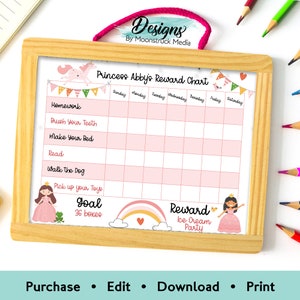 Editable Princess Reward Chart With Pink Dress | Printable Chore, Potty ...