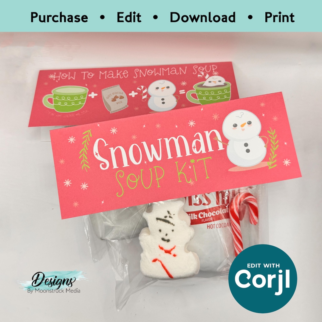 Snowman Hot Cocoa Tag - Snowman Melting Kit - Printable Holiday Gift ...