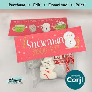 Snowman Hot Cocoa Tag - Snowman Melting Kit - Printable Holiday Gift ...