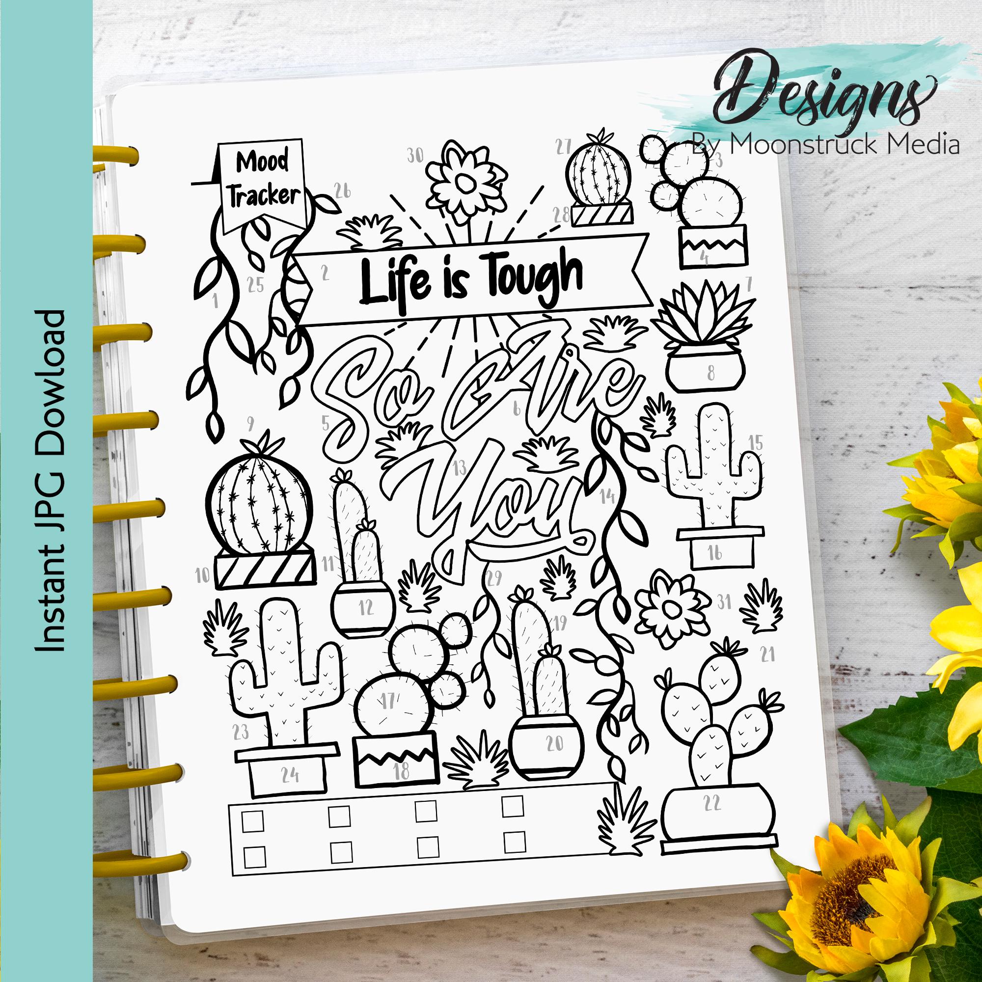 Cactus Mood Tracker Printable | Daily Mood Tracker for Bullet Journal ...