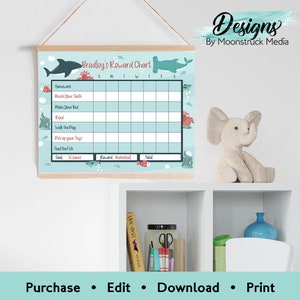 Editable Shark Reward Chart for Boys | Printable Chore, Potty Training ...
