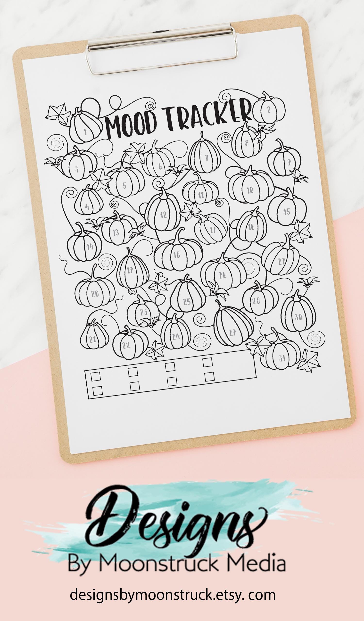 Pumpkin Mood Tracker Printable | Fall Bullet Journal Planner Insert ...