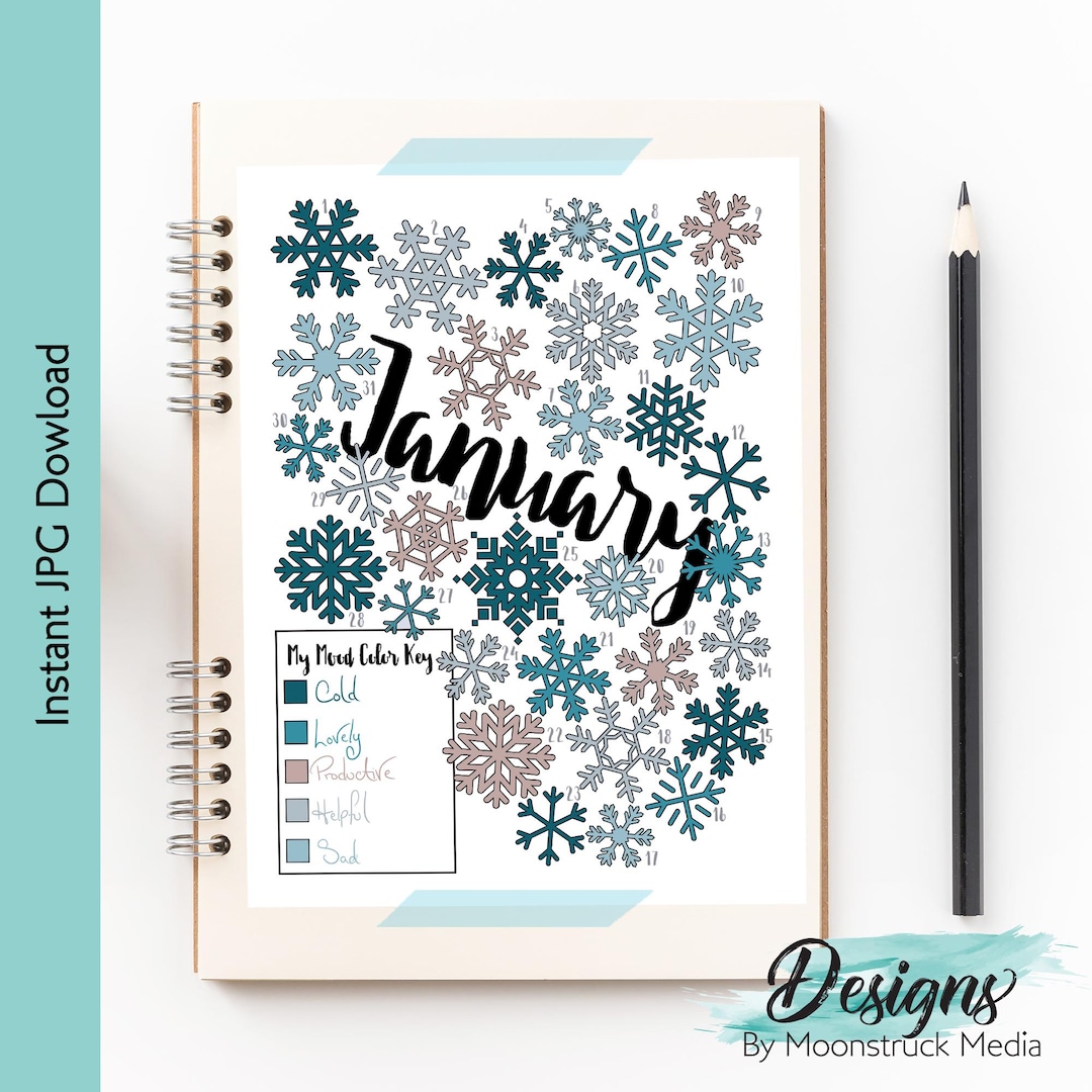 January Mood Tracker Printable | Snowflake Monthly Mood Journal Page ...