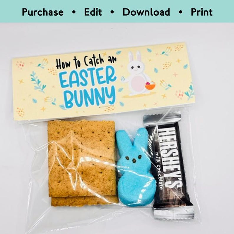 How to Catch an Easter Bunny Treat Bag Topper | Printable Easter Treat ...