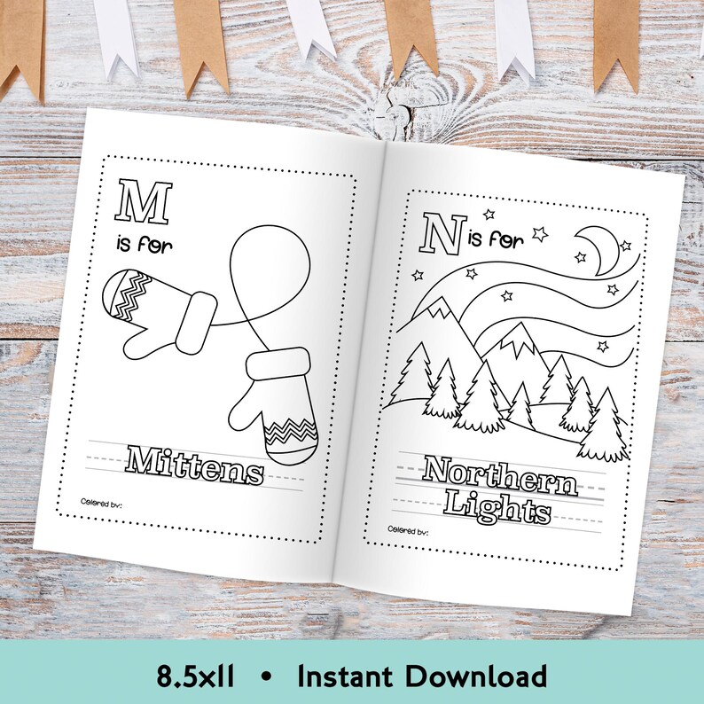 Winter ABC Coloring Book Printable | Baby Shower Activity or Classroom ...