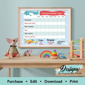 Editable Airplane Reward Chart Printable | Kids Travel or Behavior ...