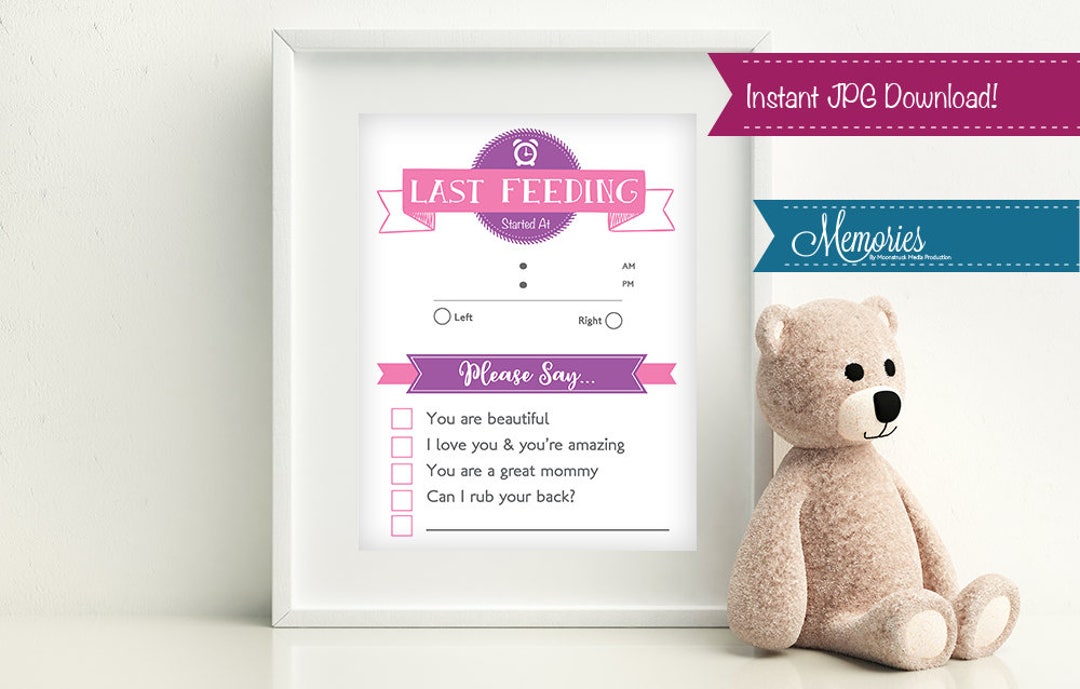 Baby Feeding Tracker Sign Pink Purple - Etsy