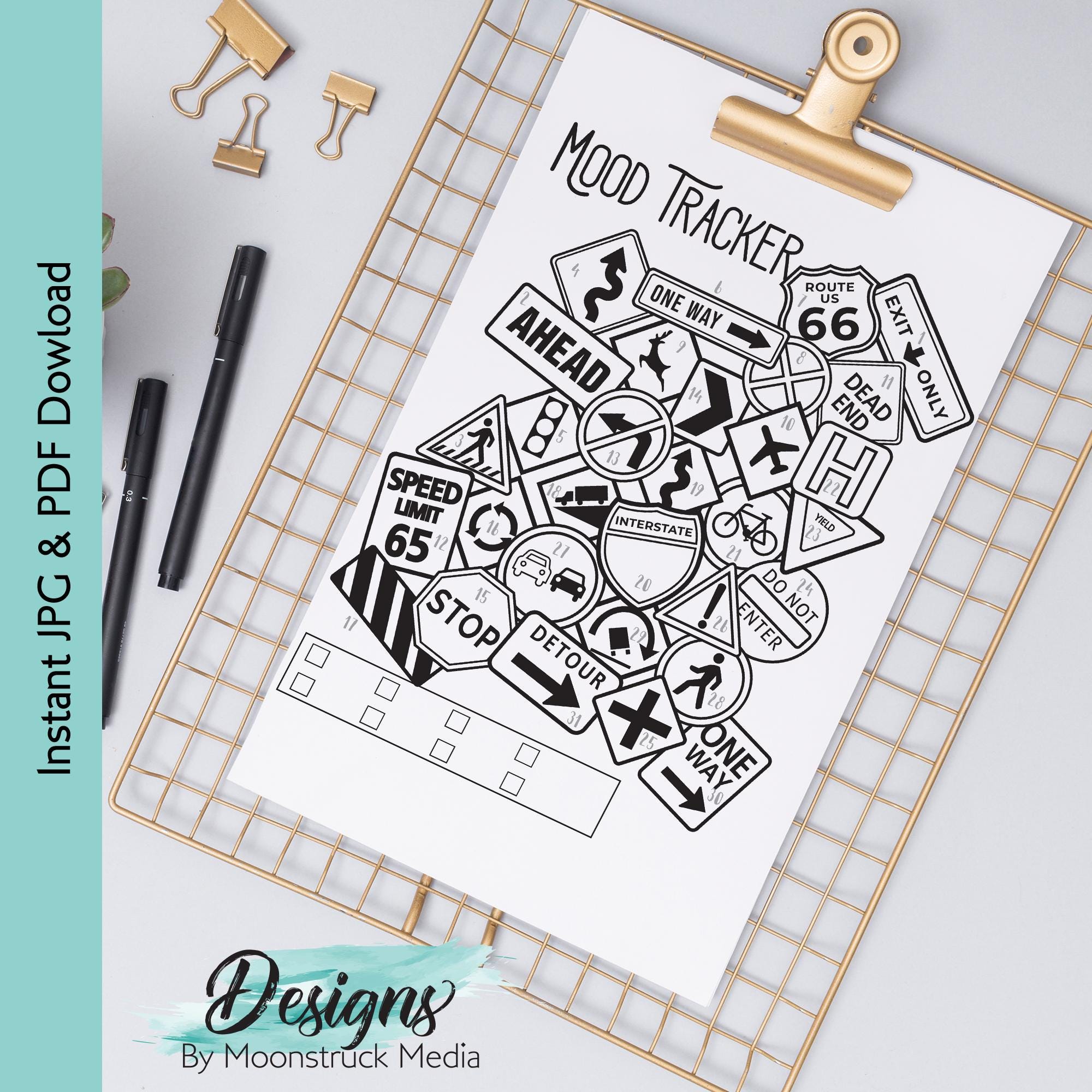 Road Sign Mood Tracker Printable | Bullet Journal & Planner Insert ...