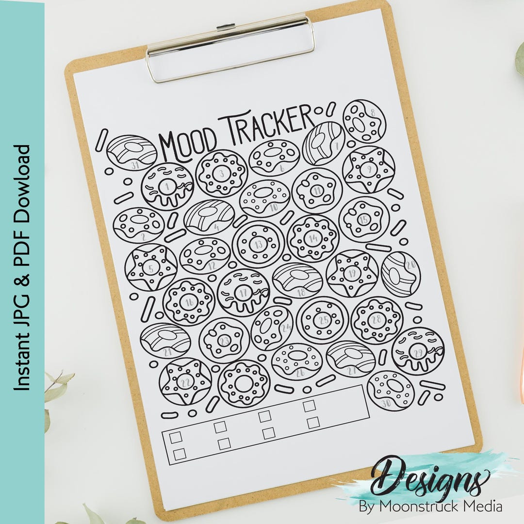 Donut Mood Tracker Printable | Bullet Journal & Planner Insert | Fun ...