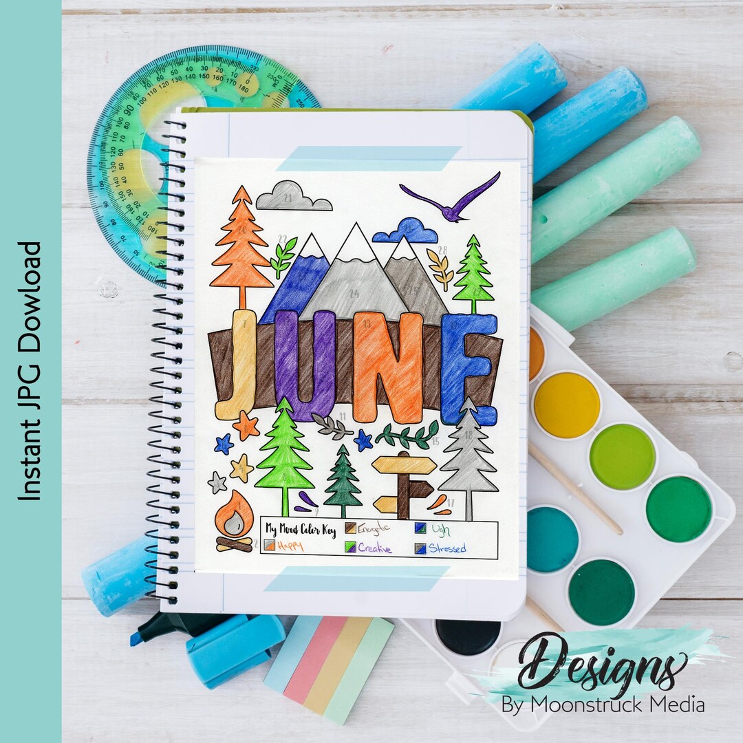 June Mood Tracker | Mountain & Nature Theme | Bullet Journal Printable ...