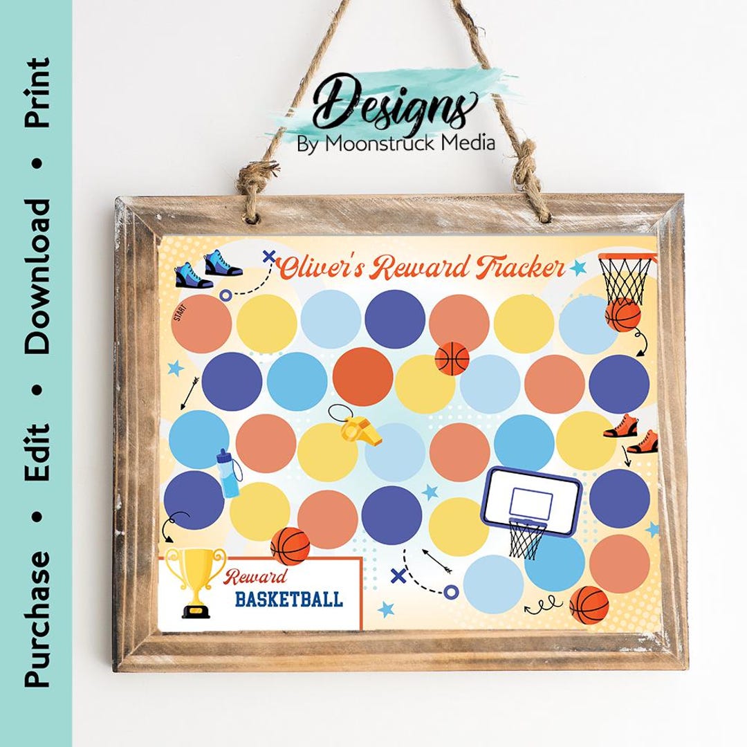 Printable Reward Chart for Kids | Basketball Behavior & Chore Tracker ...